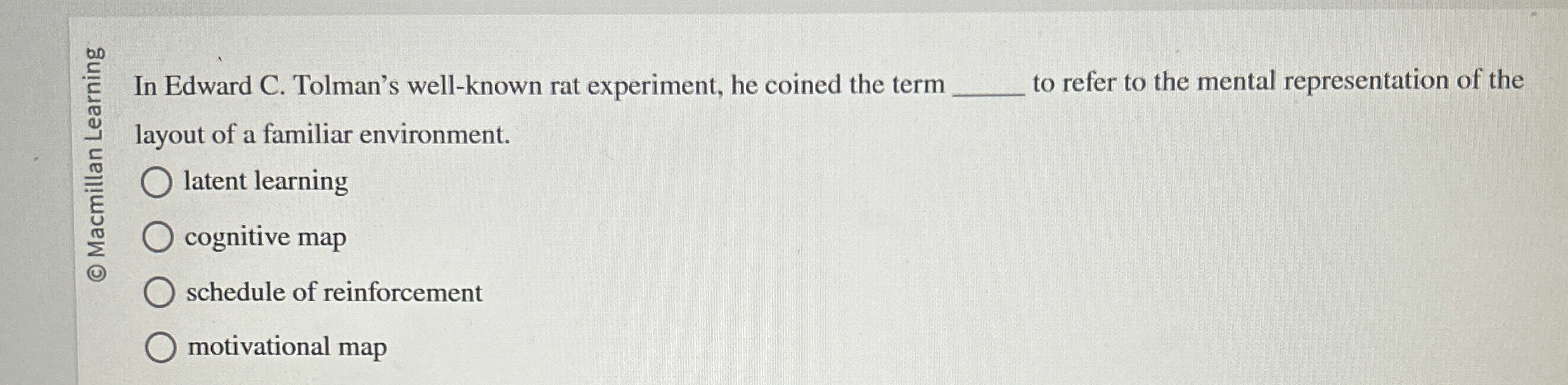 Solved In Edward C ﻿tolmans Well Known Rat Experiment He