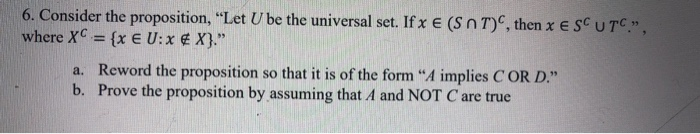 Solved 6. Consider the proposition, "Let U be the universal | Chegg.com