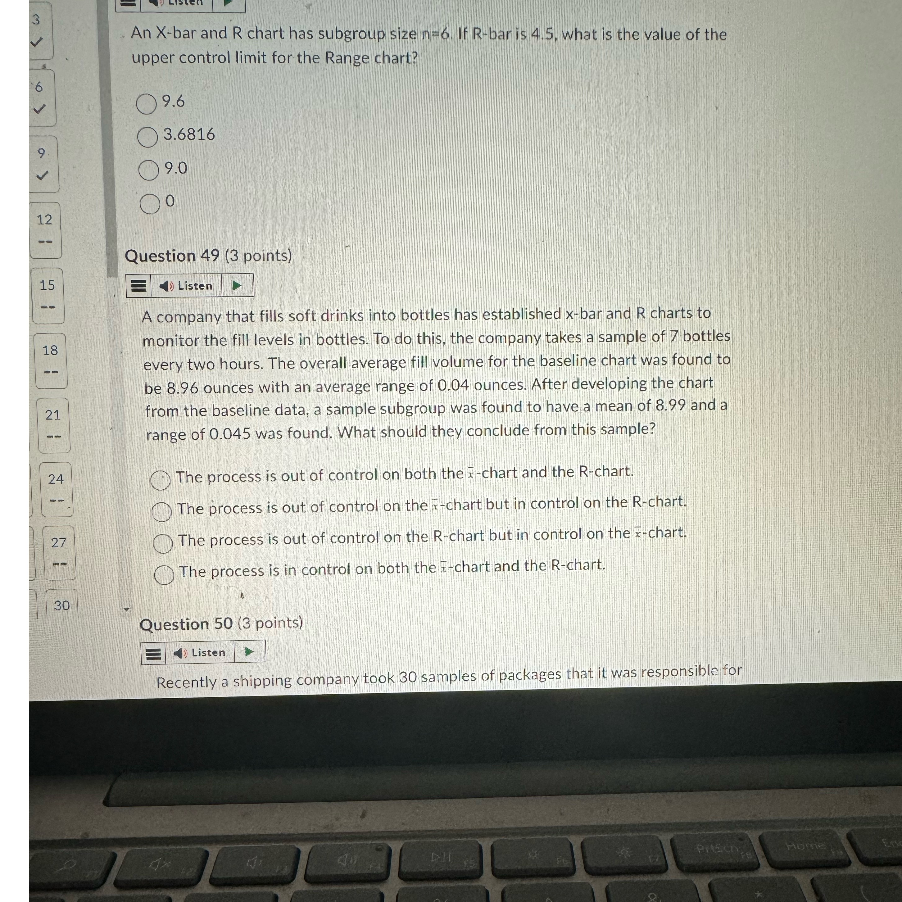 Solved An x-bar and R ﻿chart has subgroup size n=6. ﻿If | Chegg.com