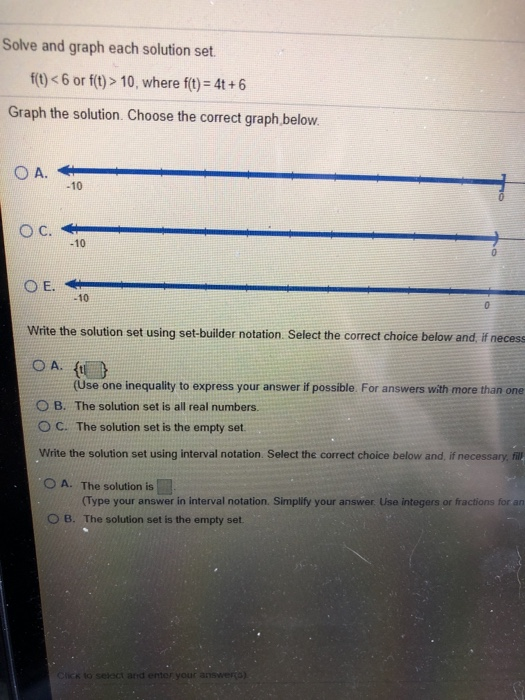 Solved Solve and graph each solution set. f(t) | Chegg.com