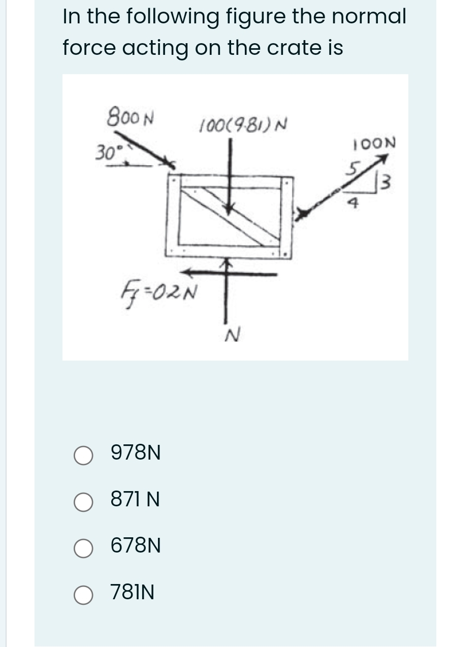 Solved In the following figure the normal force acting on | Chegg.com