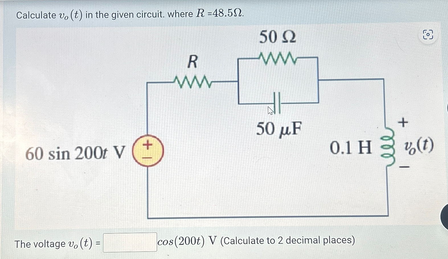 Solved Calculate v. (t) ﻿in the civen circuit. where | Chegg.com
