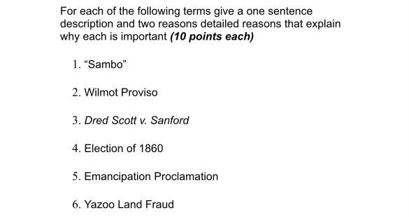 For each of the following terms give a one sentence | Chegg.com