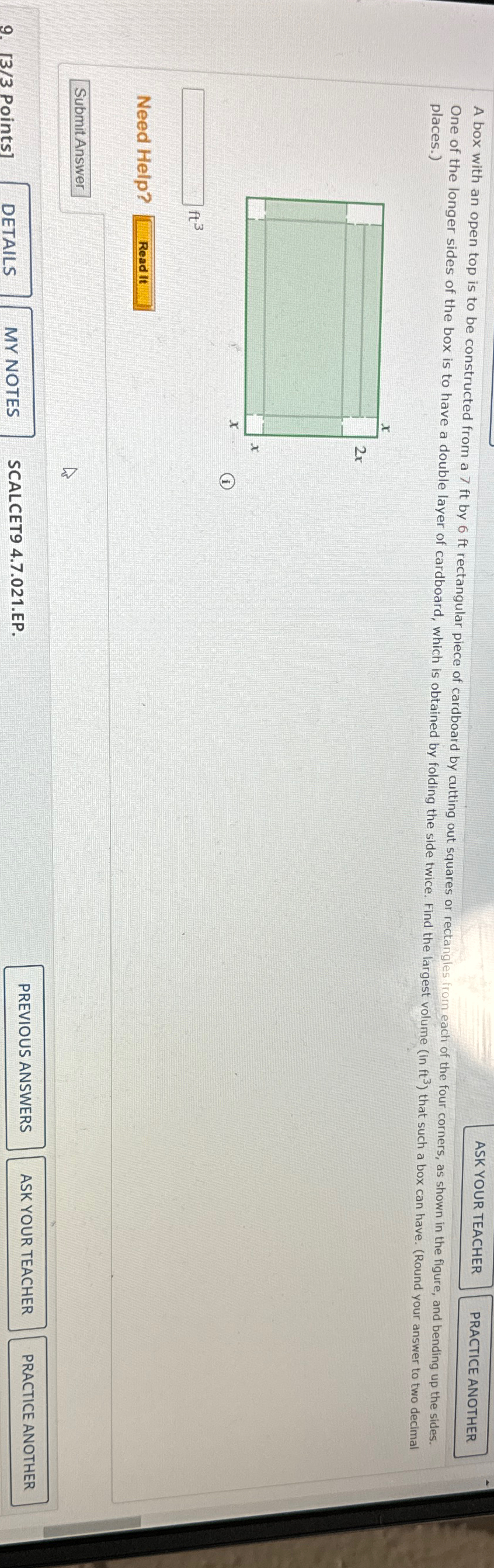 Solved ASK YOUR TEACHERPRACTICE ANOTHERplaces.)ft3Need | Chegg.com