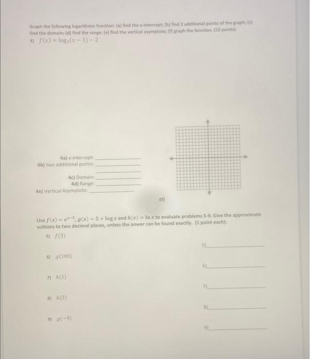 Solved Graph the follawing logarithmic function; (a) find | Chegg.com