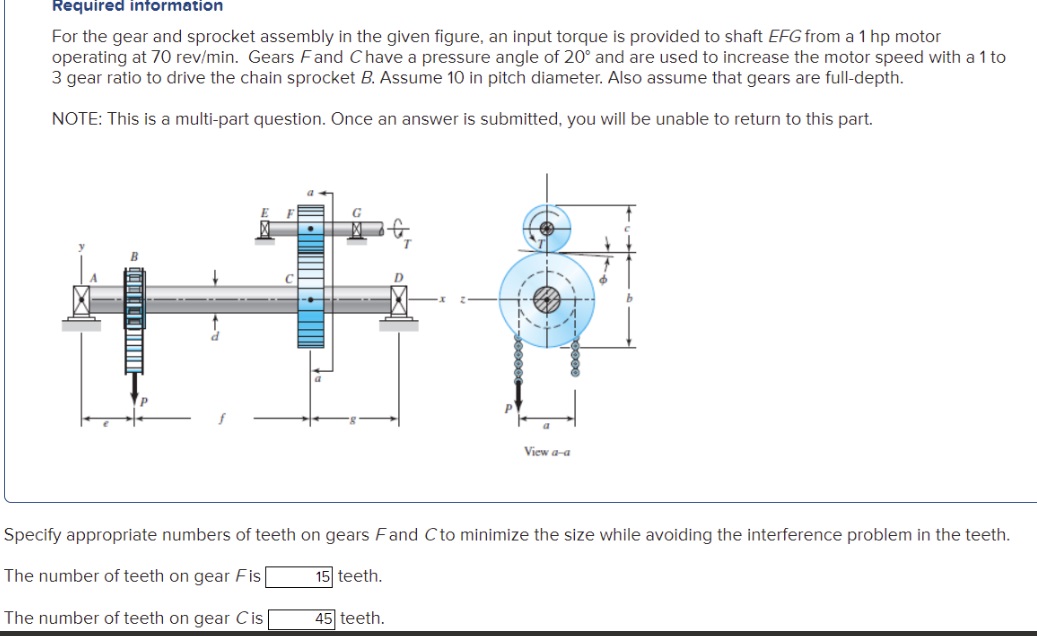 Solved Required intormationFor the gear and sprocket | Chegg.com