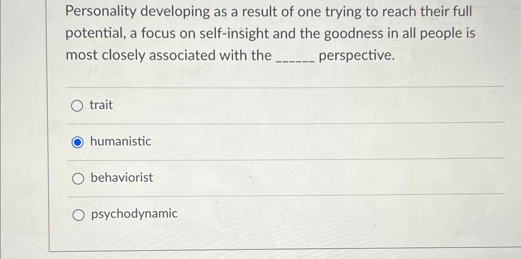 Solved Personality developing as a result of one trying to | Chegg.com