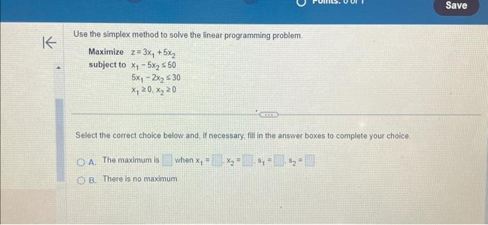 Solved Use the simplex method to solve the linear | Chegg.com