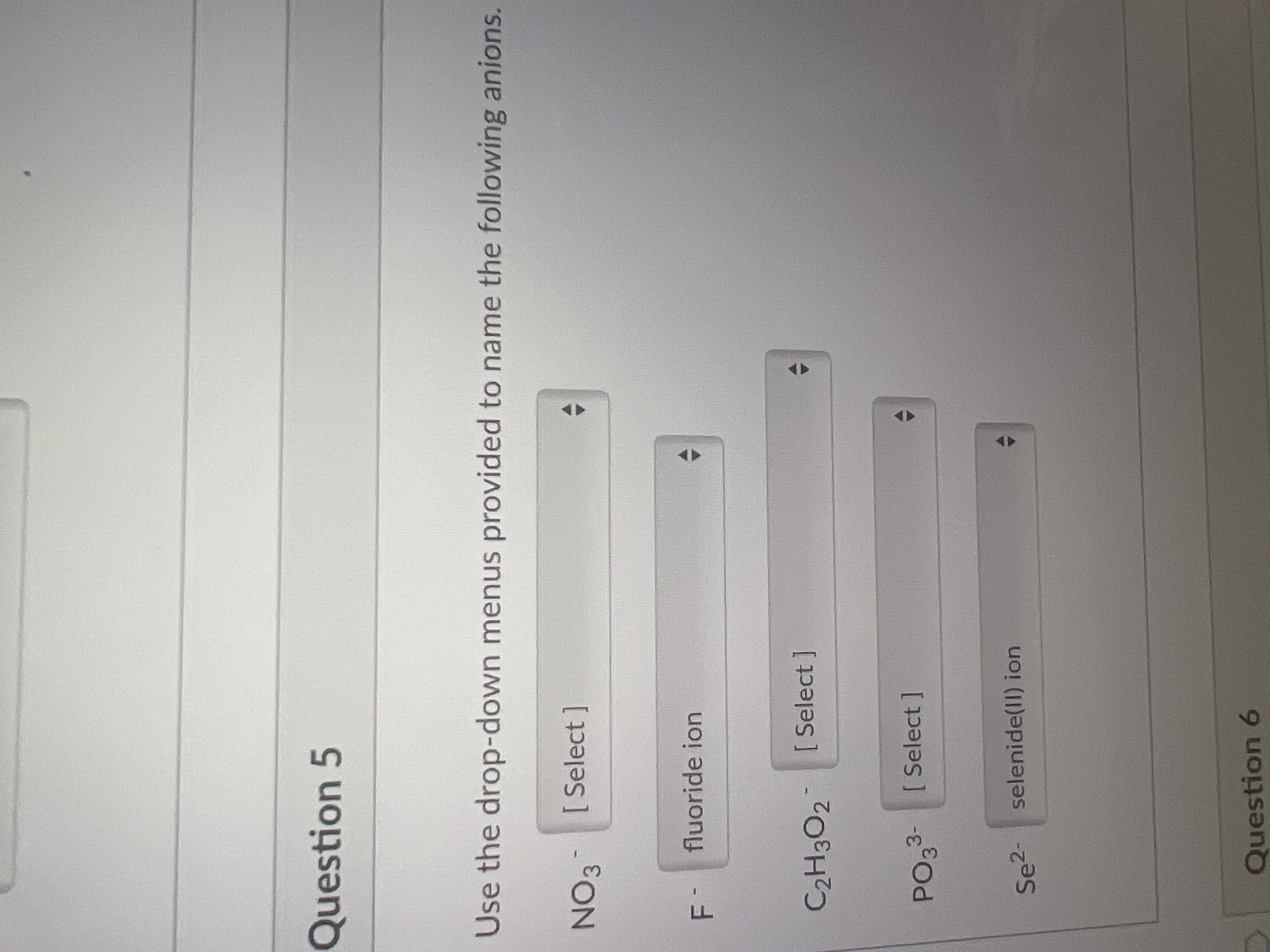 Solved Question 5Use the drop-down menus provided to name | Chegg.com