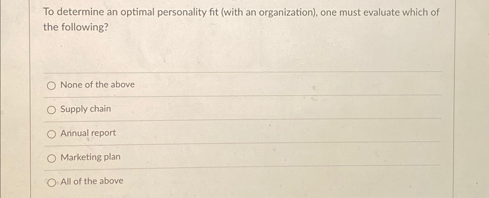 Solved To determine an optimal personality fit (with an | Chegg.com