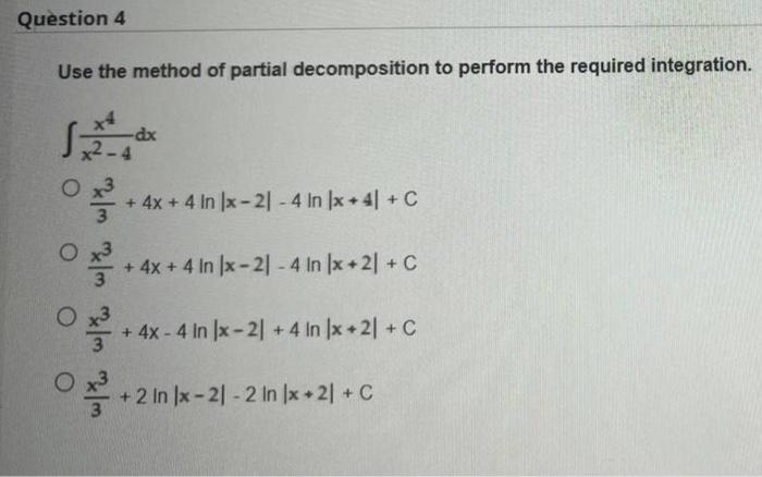 Solved Use the method of partial decomposition to perform | Chegg.com