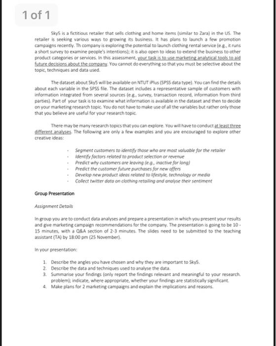 1 of 1 Sky5 is a fictitious retailer that sells | Chegg.com