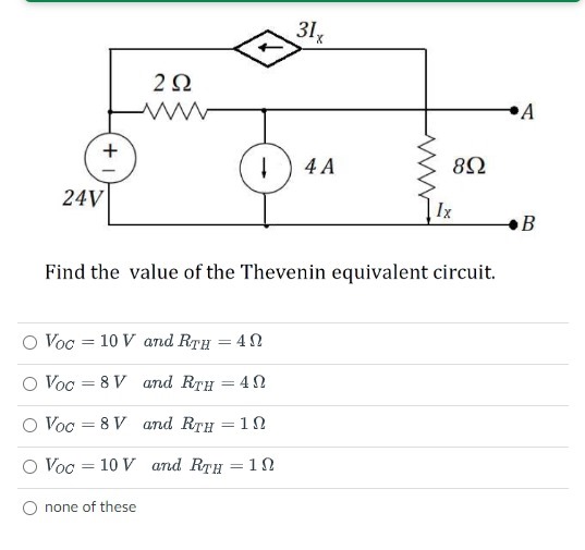 Solved Find the value of ﻿the Thevenin equivalent | Chegg.com