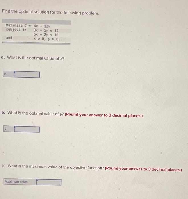 Solved Find the optimal solution for the following problem. | Chegg.com