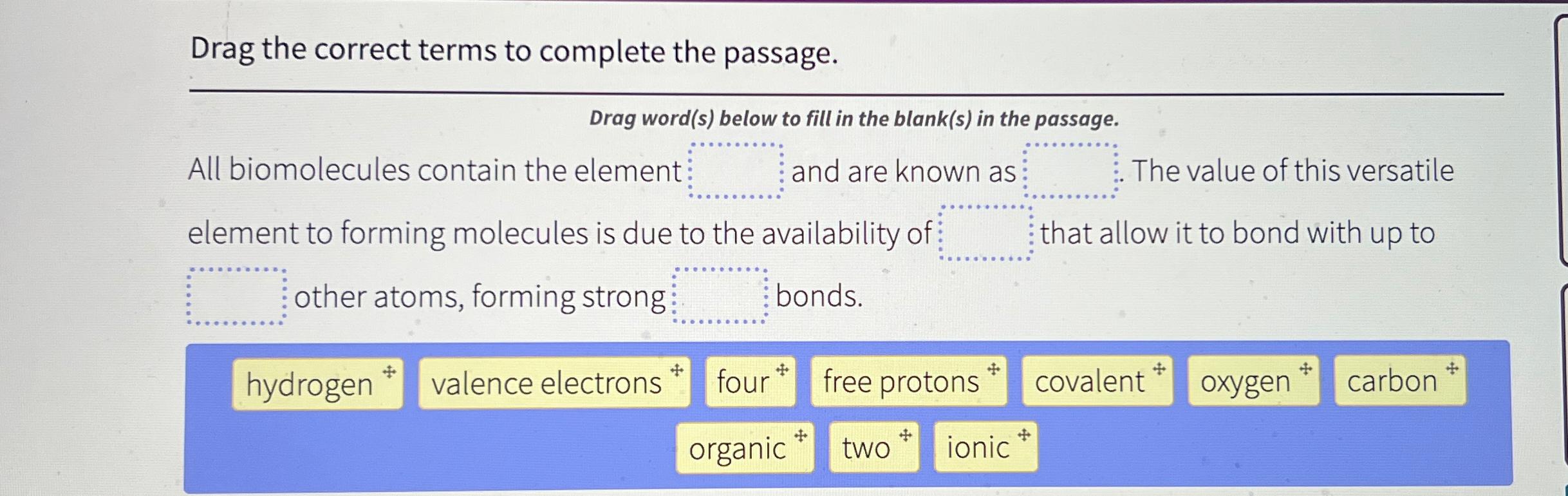 Solved Drag the correct terms to complete the passage. | Chegg.com