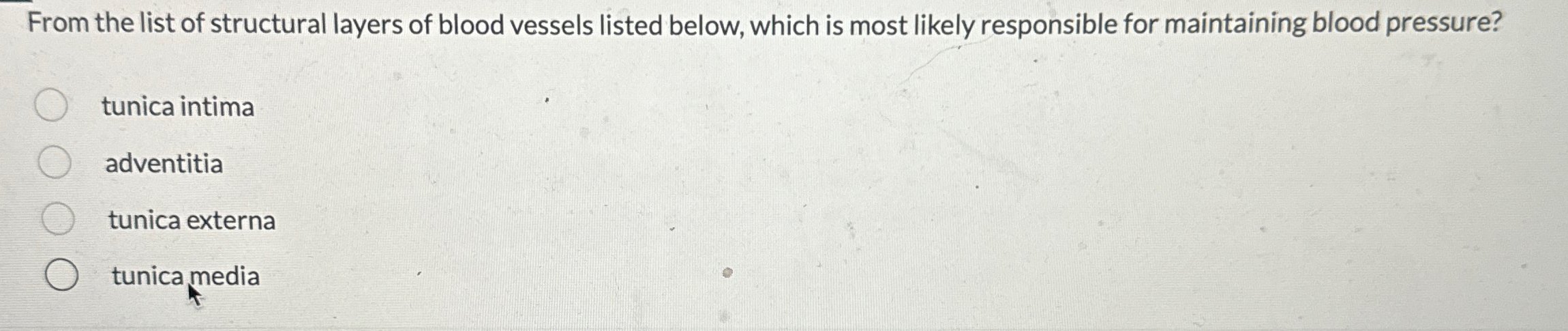 Solved From the list of structural layers of blood vessels | Chegg.com