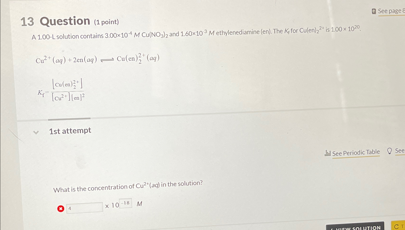 Solved 13 ﻿Question (1 ﻿point)A 1.00-L solution contains | Chegg.com