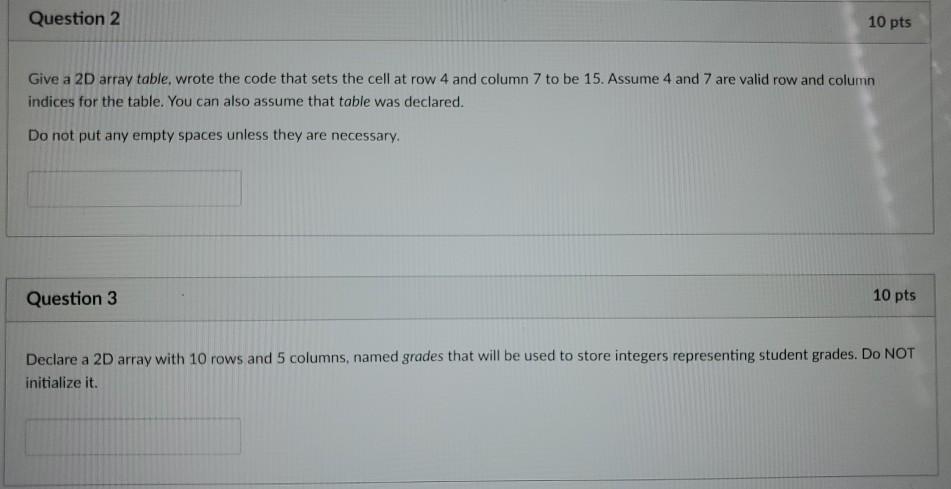 Solved Question 2 10 Pts Give A 2d Array Table Wrote The 