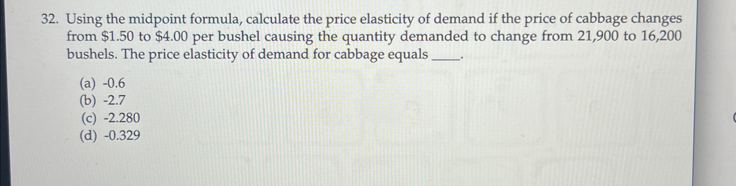 Solved Using the midpoint formula, calculate the price | Chegg.com