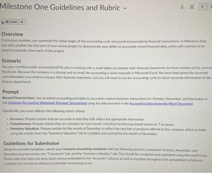 Solved Milestone One Guidelines and Rubric
