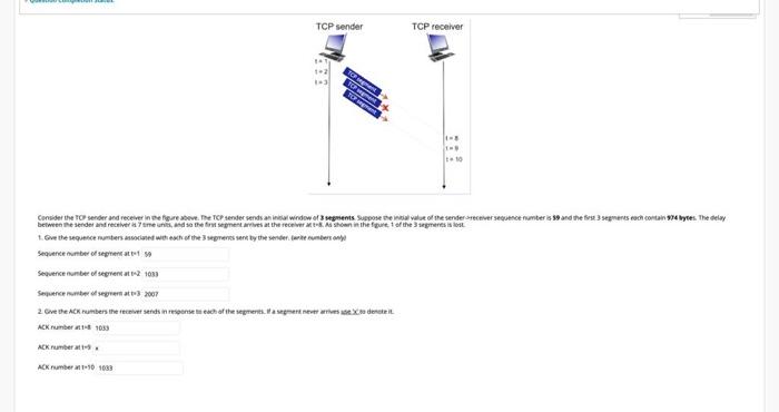Solved Consider the TCP sender and receiver in the figure | Chegg.com