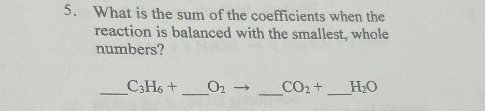 Solved What is the sum of the coefficients when the reaction | Chegg.com