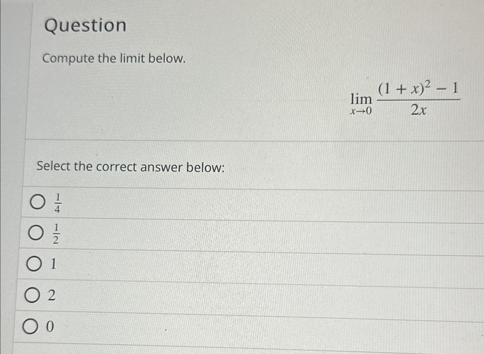 Solved QuestionCompute the limit | Chegg.com