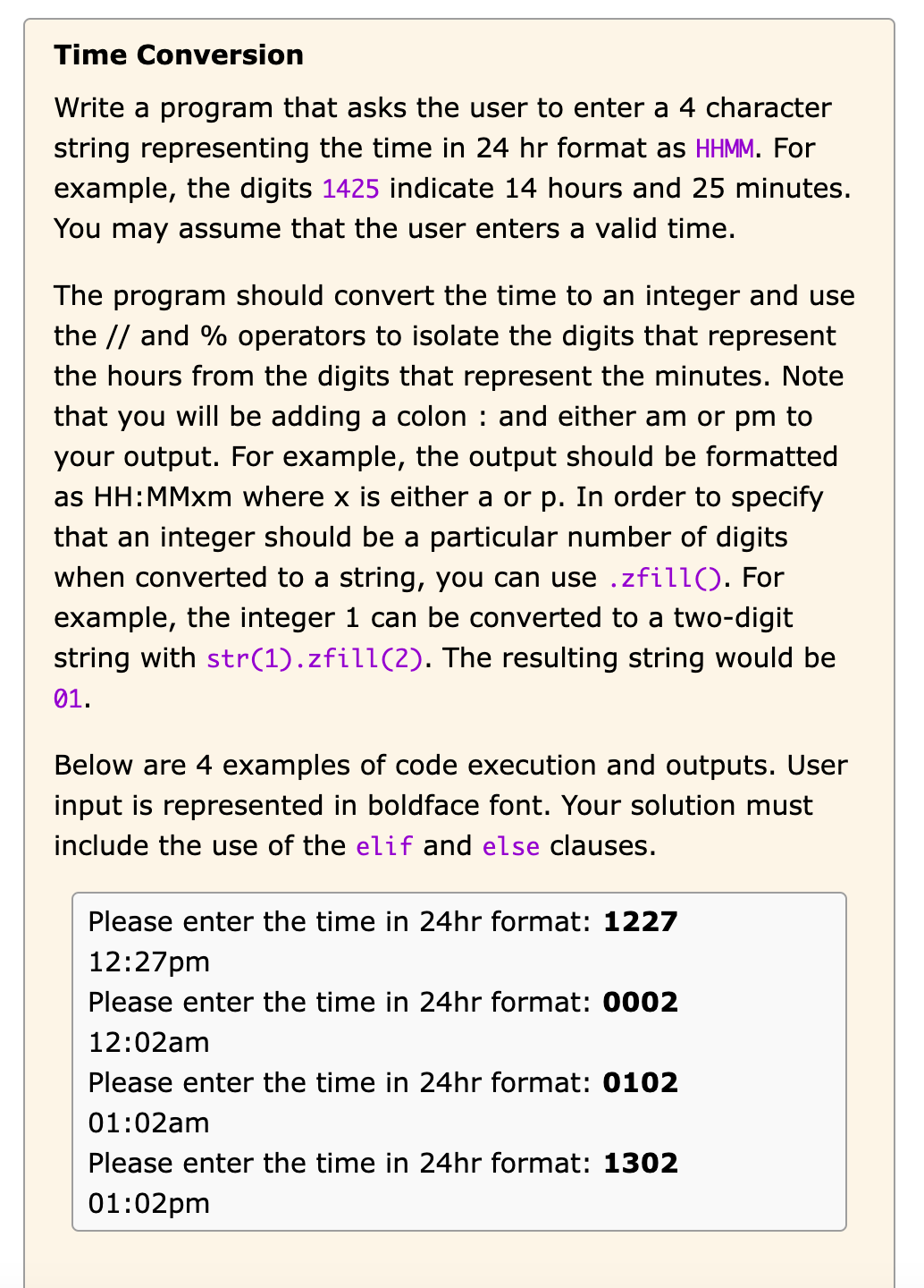 Solved Time ConversionWrite a program that asks the user to | Chegg.com