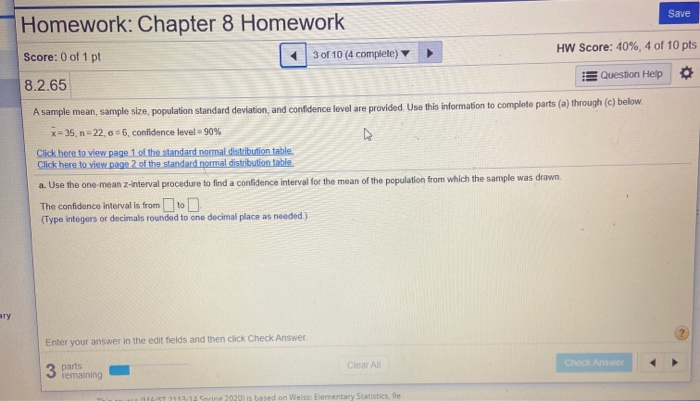 Solved Save Homework Chapter 8 Homework Score 0 Of 1 Pt 3