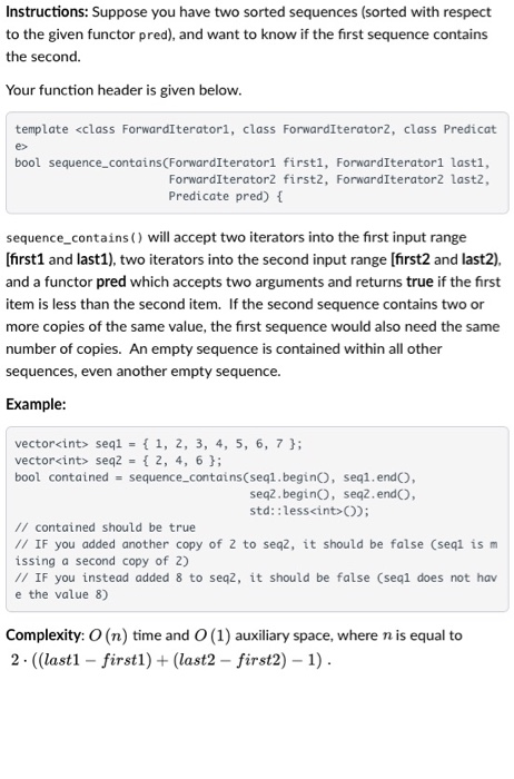 Solved Instructions: Suppose you have two sorted sequences | Chegg.com
