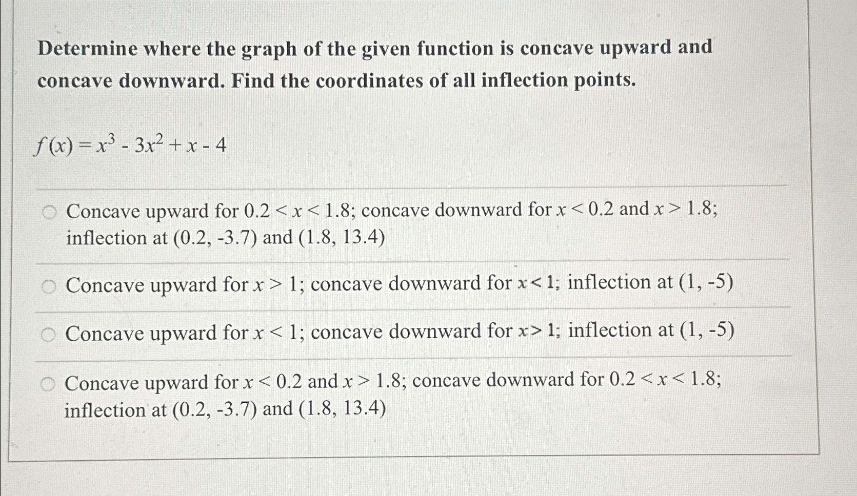 Solved Determine where the graph of the given function is | Chegg.com