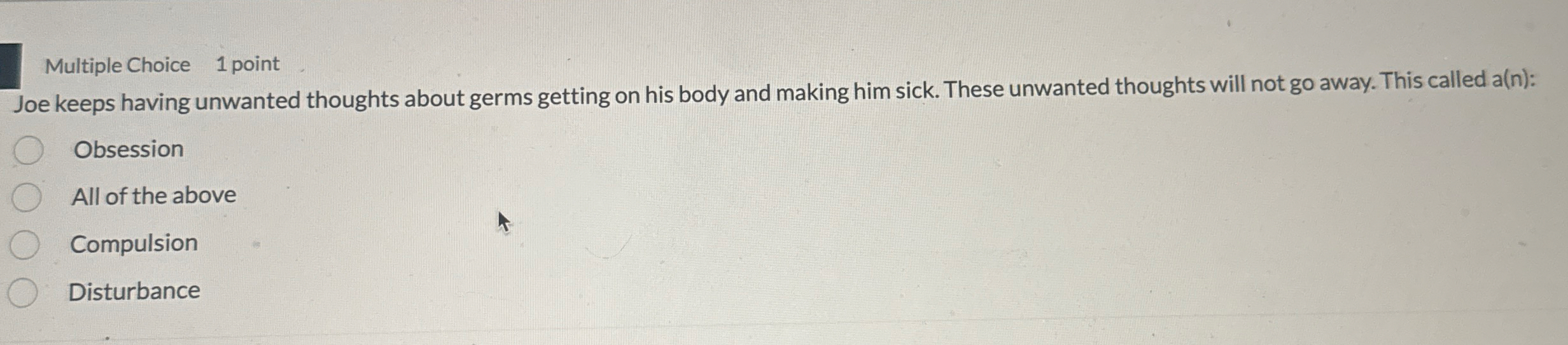 Solved Multiple Choice 1 ﻿pointJoe keeps having unwanted | Chegg.com