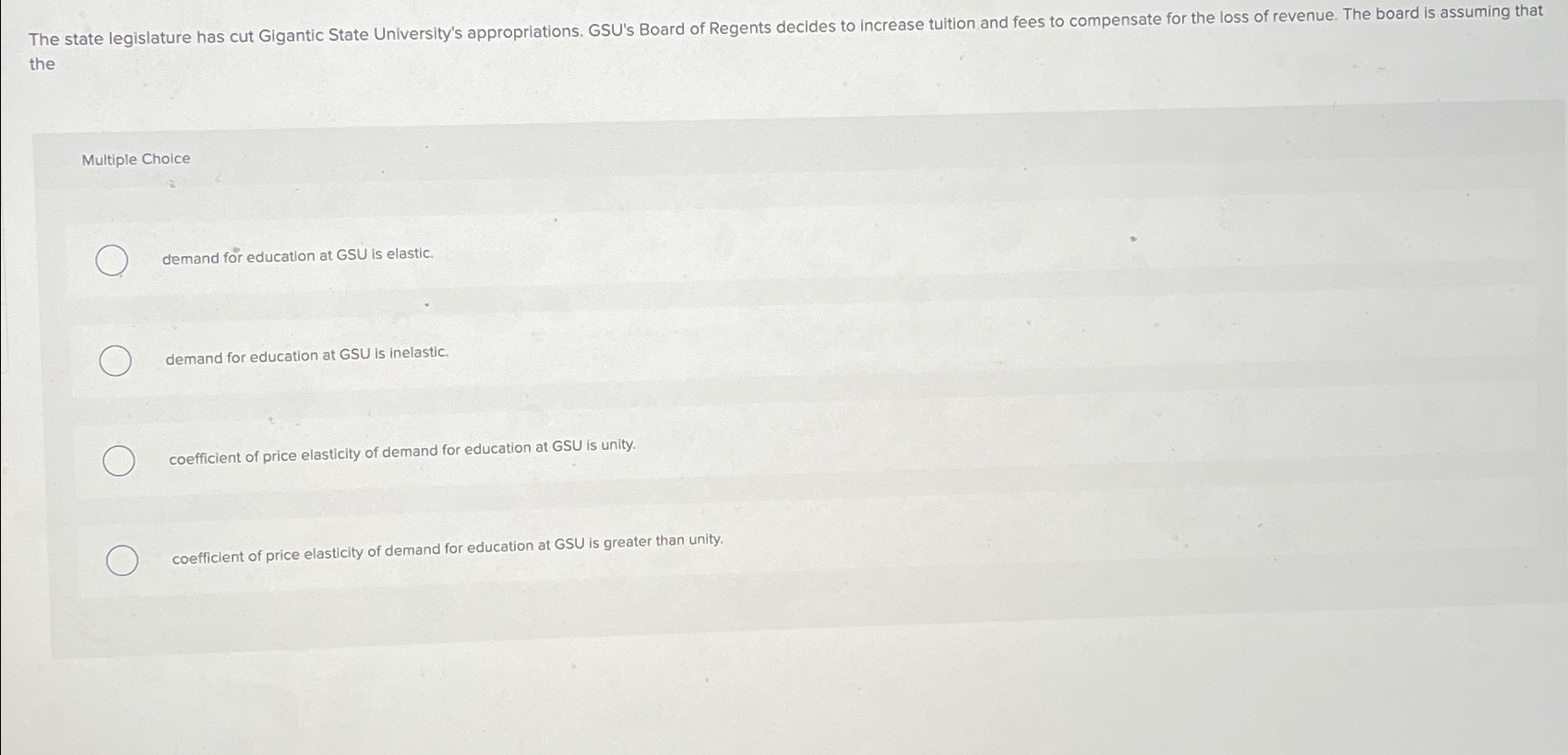 Solved theMultiple Choicedemand for education at GSU is | Chegg.com