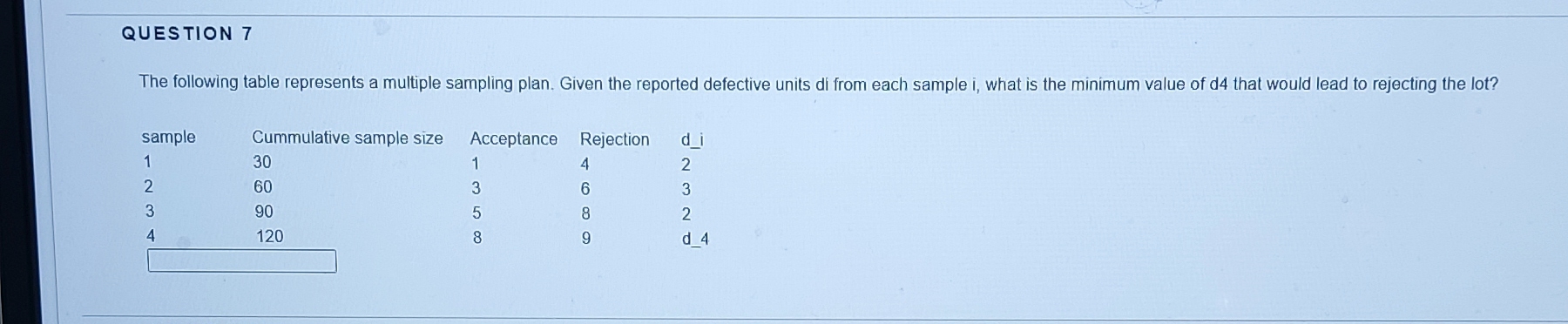 Solved QUESTION 7The following table represents a multiple | Chegg.com