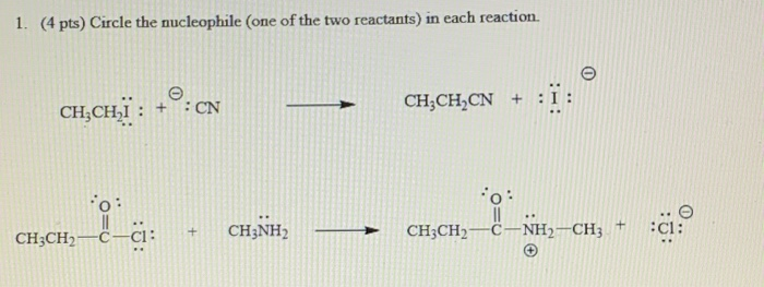 Solved 1. (4 pts) Circle the nucleophile (one of the two | Chegg.com