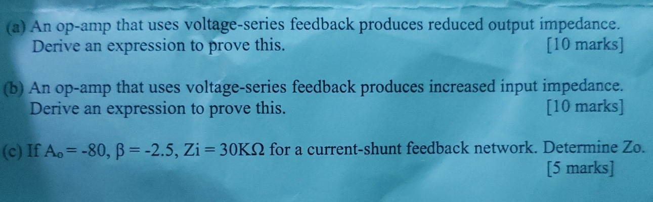 Solved (a) ﻿An op-amp that uses voltage-series feedback | Chegg.com