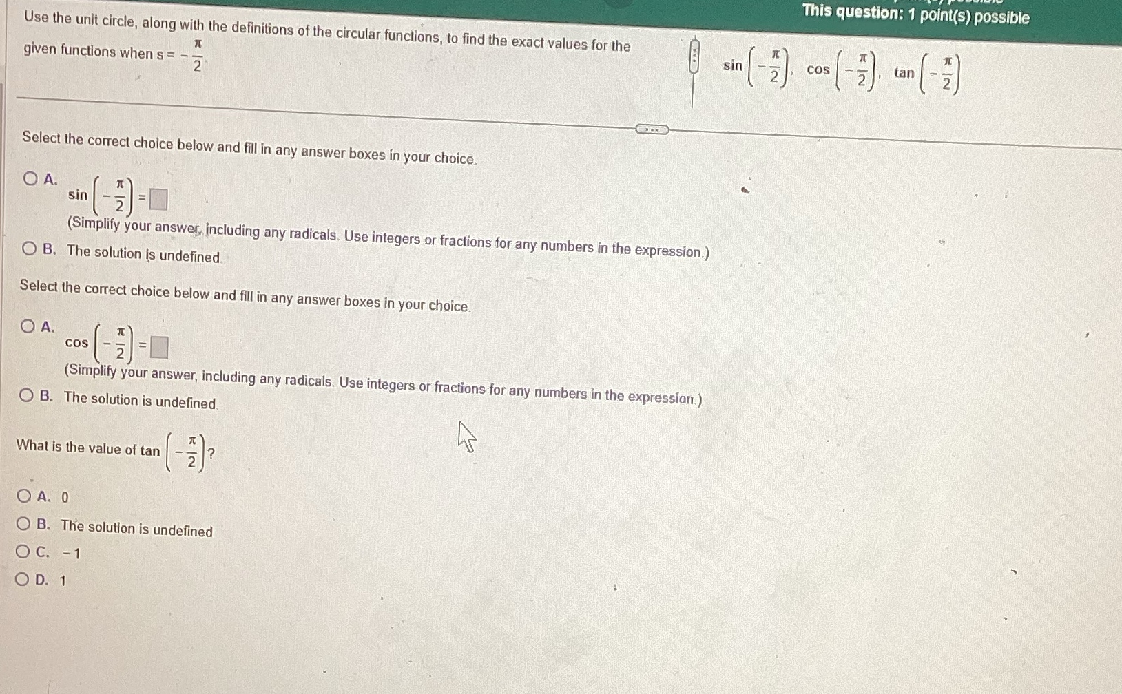 Solved Use the unit circle, along with the definitions of | Chegg.com