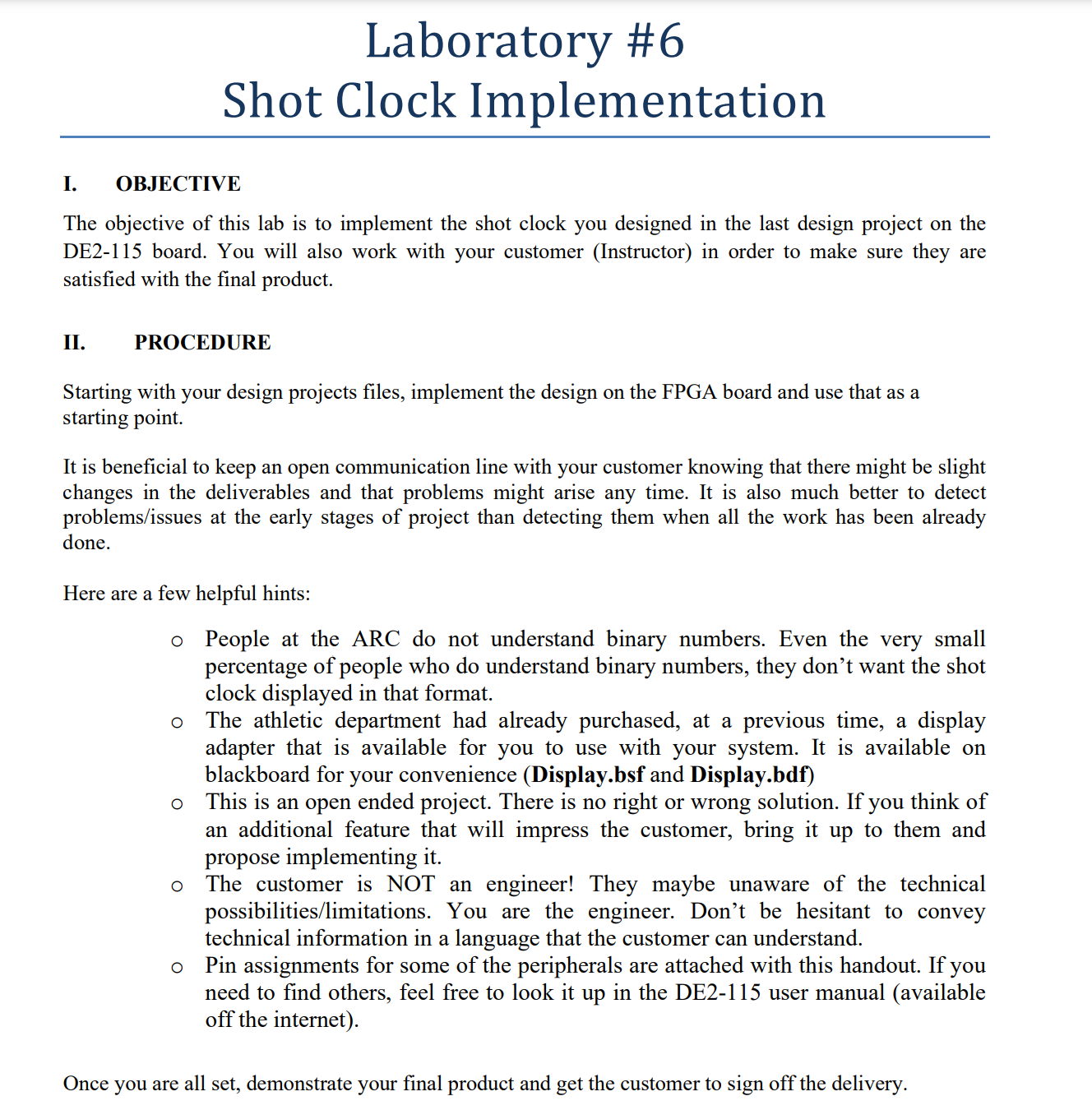 Solved Shot Clock ImplementationI. OBJECTIVEThe objective of | Chegg.com
