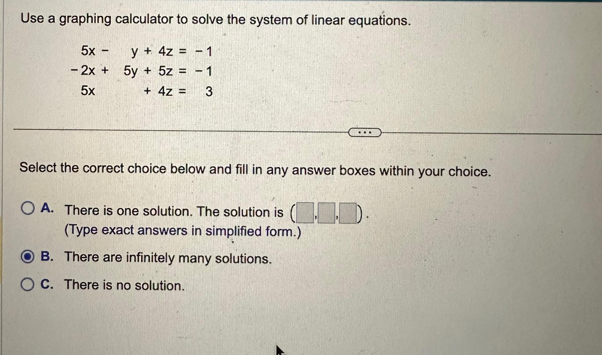 Use a graphing calculator to solve the system of | Chegg.com