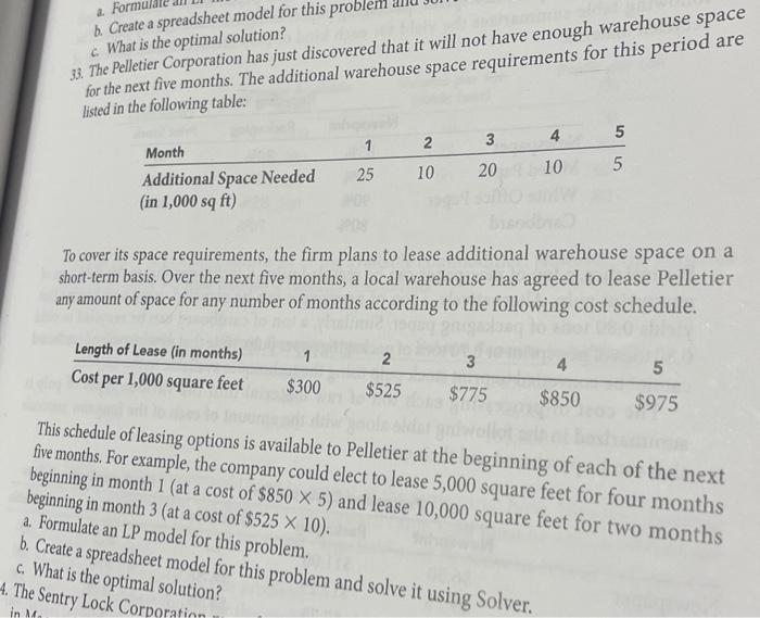 Solved b. Create a spreadsheet model for c. What is the | Chegg.com