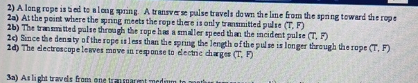 Solved A long rope is tied to a long spring. A transver se | Chegg.com