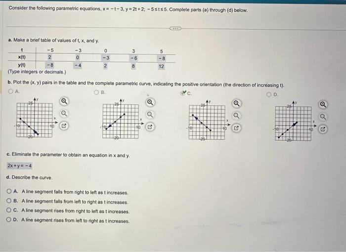 [solved] Consider The Following Parametric Equations X T3