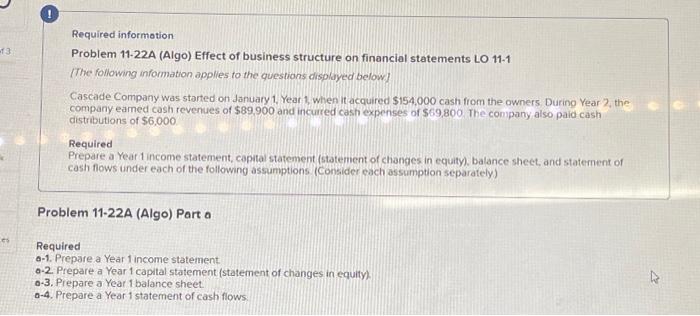 Solved f3 k ces ! Required information Problem 11-22A (Algo) | Chegg.com