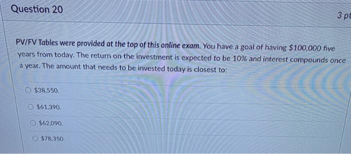 Solved PV/FV Tables were provided at the top of this online | Chegg.com