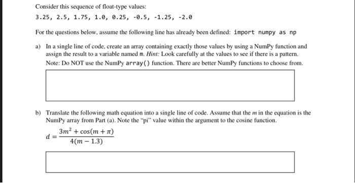Solved Consider this sequence of float-type values: | Chegg.com