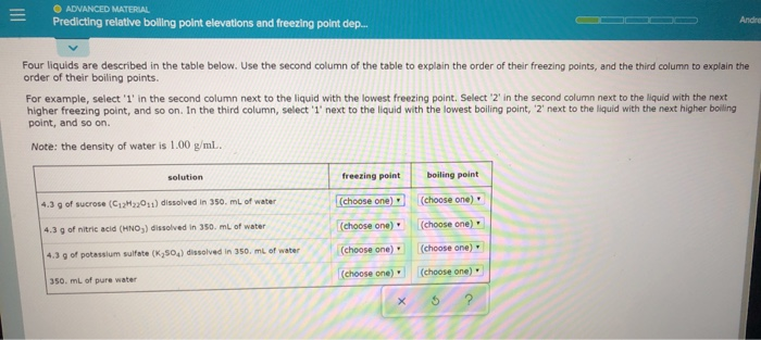 Solved O ADVANCED MATERIAL Predicting relative bolling point | Chegg.com