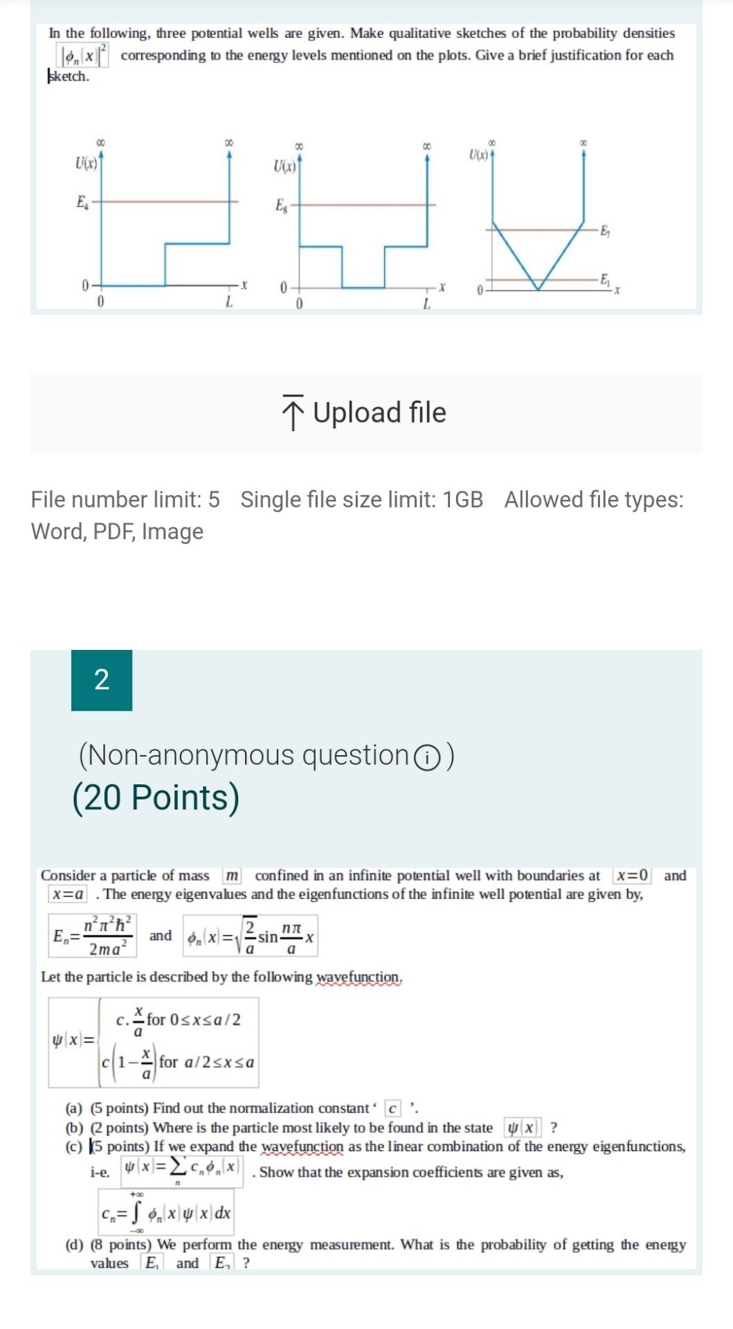 Solved In the following, three potential wells are given. | Chegg.com