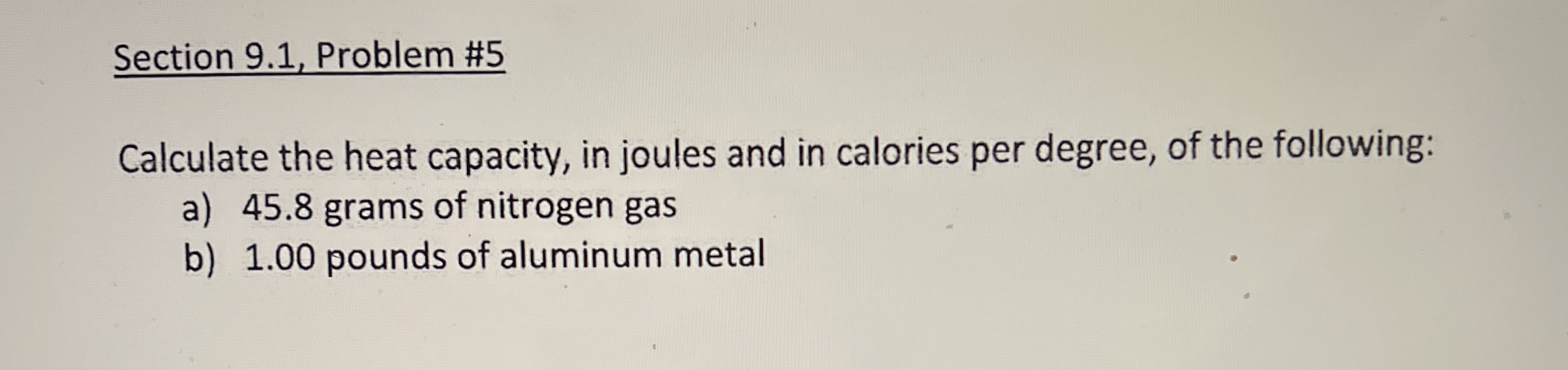 Solved Section 9.1, ﻿Problem #5Calculate the heat capacity, | Chegg.com