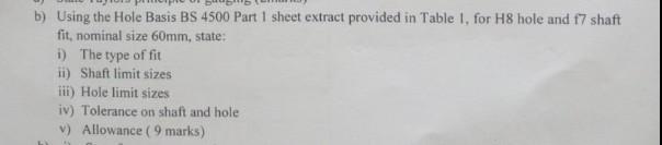Solved b) Using the Hole Basis BS 4500 Part 1 sheet extract | Chegg.com