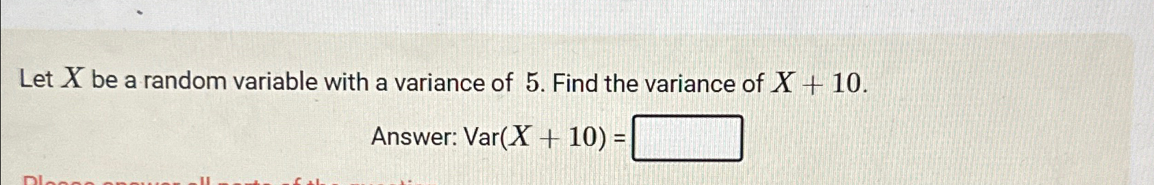 Solved Let x ﻿be a random variable with a variance of 5 . | Chegg.com